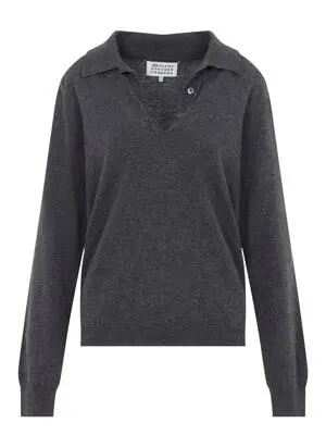 MAISON MARGIELA Lambswool Twist Polo - Gray