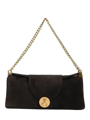 Versace Suede Clutch Bag With Medusa Turn-lock - Brown