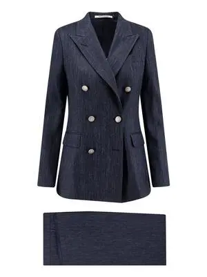 Tagliatore Parigi Melange Linen And Viscose Suit - Multicolor