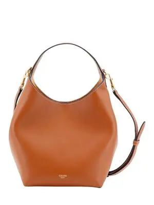 Celine Leather Crossbody Bag With Logo Lettering - Tan
