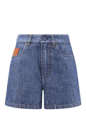 Fendi Chambray Denim Shorts - Blue
