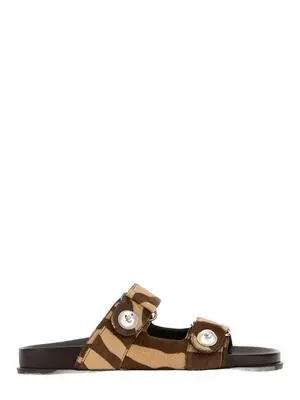 JIMMY CHOO Printed Calf Hair Fayence Slippers - Multicolor