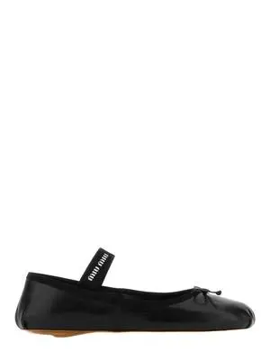 Miu Miu Leather Ballerinas - Black