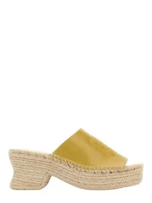 Loewe Leather Espadrille Wedges - Yellow