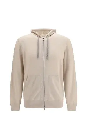 Brunello Cucinelli Cashmere Zip Up Hoodie - Cream