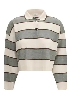 Brunello Cucinelli Brunello Cucinelli Striped Knit Polo Shirt Multicolor