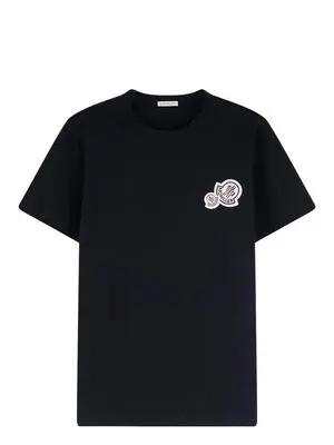 Moncler Biologic Cotton T-shirt With Logo Patch - Multicolor