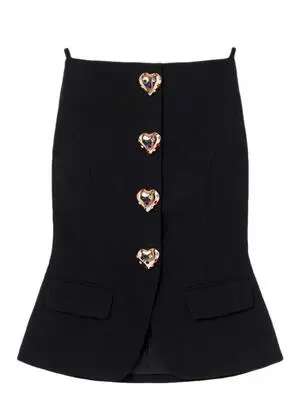 SELF-PORTRAIT Black Wool Crepe Sleeveless Top - Multicolor