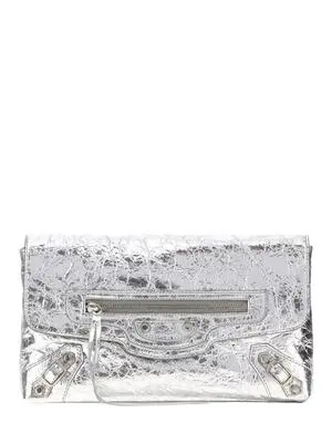 Balenciaga Leather Le City Clutch - Silver