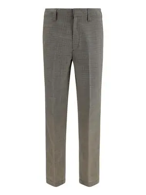 Prada Tailored Wool Trousers With Checked Pattern - Brown