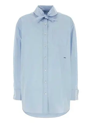 Prada Poplin Shirt With Classic Collar - Blue