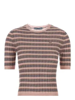 Prada PRADA Embroidered Knit T-Shirt Multicolor