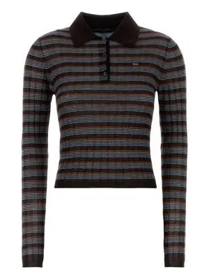 Prada Embroidered Knit Polo Shirt - Multicolor