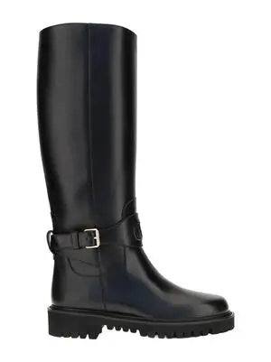 Valentino Garavani Vlogo Signature Calfskin High Boots - Black