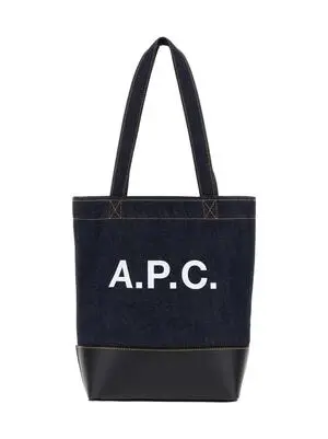 A.p.c. Dark Denim And Leather Shopping Bag - Blue