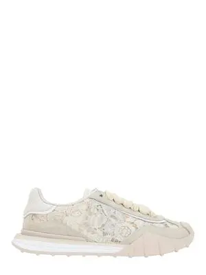 Dolce & Gabbana Floral Lace Paneled Sneakers - Multicolor