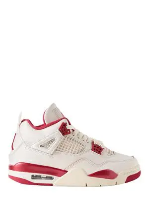 Nike Air Jordan 4 Retro Leather-trimmed Mesh Sneakers - Red