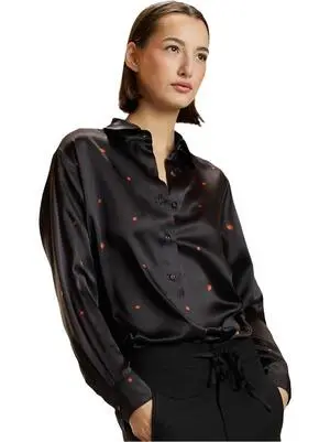 Cynthia Rowley Ladybug Silk Shirt - Black