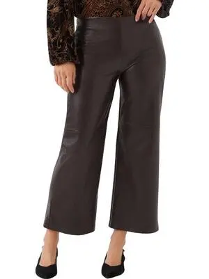 Karen Kane Faux Leather Wide Leg Pants - Chocolate
