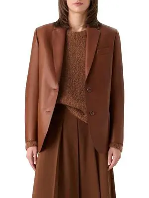 Akris Kora Leather Blazer - Vicuna