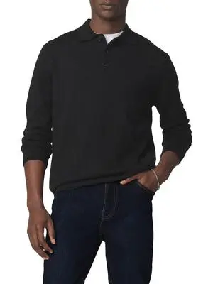 Joe's Jeans Long Sleeve Merino Wool Polo - Black