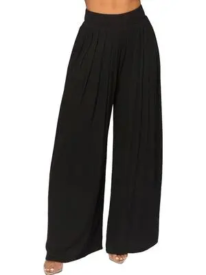 JLUXLABEL Pleated Wide-leg Pants - Black