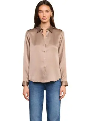 L'Agence Tyler Silk Blouse Top - Light Cardamom