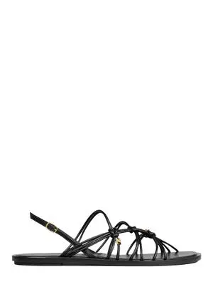 Celine Knots Triomphe Flat Sandal In Goatskin - Black