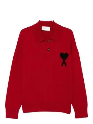 AMI Paris Logo Detail Sweater - Red
