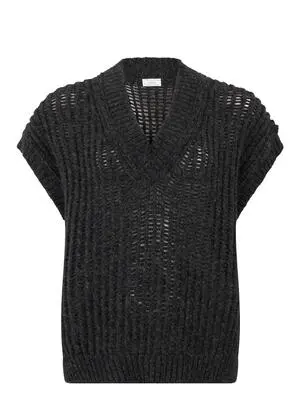 Peserico Open-knit V-neck Knitted Top - Black