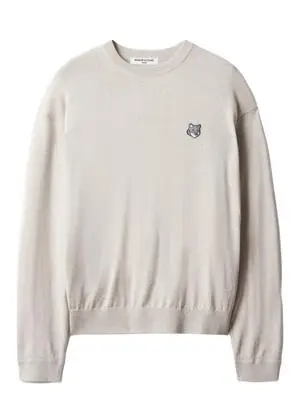 Maison Kitsuné Maison Kitsune Fox Head Merino Wool Jumper Light Beige