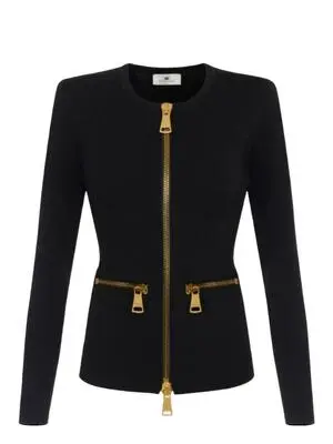 Elisabetta Franchi Elisabetta Franchi Knit Zip Cardigan Black