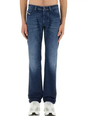 DIESEL® Logo Patch Straight Leg Jeans - Blue