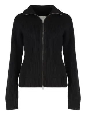 MAISON MARGIELA Ribbed Zip-up Cardigan - Black