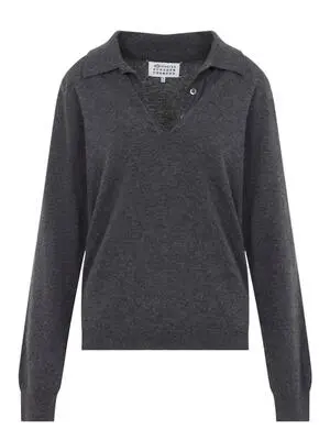 MAISON MARGIELA Twist Lambswool Polo Shirt - Grey