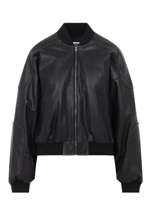 MAISON MARGIELA Faux Leather Bomber Jacket - Black