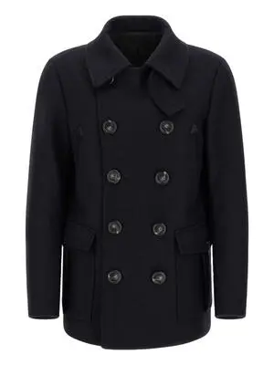 Dsquared2 Double-breasted Peacoat With Notched Lapel - Navy