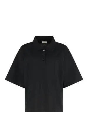 Saint Laurent SAINT LAURENT Cotton-Piqué Blend Polo Shirt Black