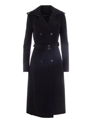 Patrizia Pepe Double Breasted Belted Coat - Nero