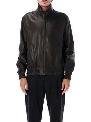 Valentino Garavani Valentino Garavani Men's Leather Zip Front Jacket Nero
