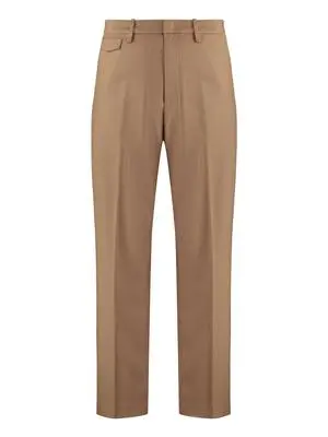 DONDUP Virgin Wool Tailored Trousers - Camel