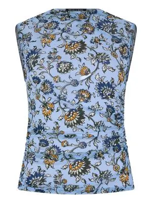 Veronica Beard VERONICA BEARD Sleeveless Floral Top Light Blue