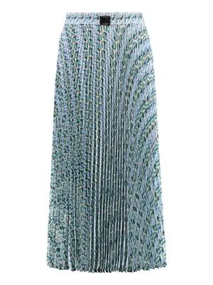 Tory Burch TORY BURCH Allover Print Pleated Midi Skirt With Coordinated Belt Multicolor