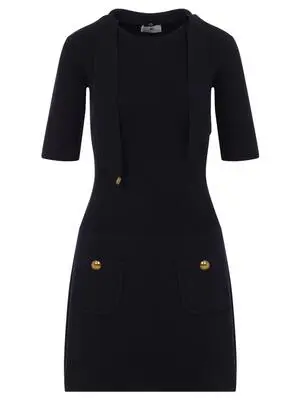 Elisabetta Franchi Knit Mini Dress With Draped Detail - Blue