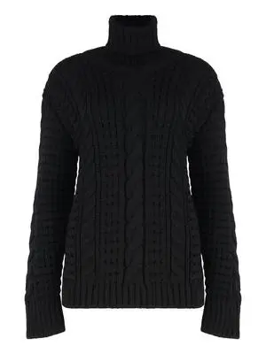 MONCLER MONCLER GENIUS Cable-Knit Virgin Wool Turtleneck Sweater