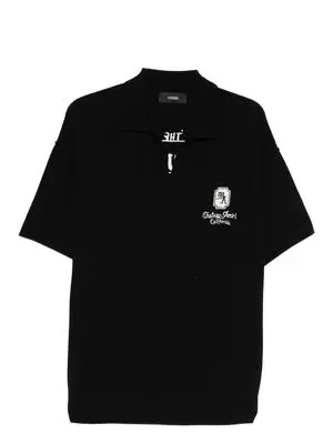 Amiri Logo-embroidered Wool Knit Short-sleeve Polo Shirt - Nero