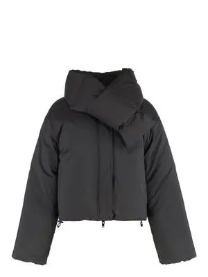 Alexander Wang Tech Fabric Down Jacket With Removable Scarf - Black
