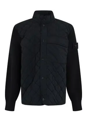 Stone Island Quilted Panelled Stand Collar Jacket - Black