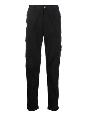 Stone Island Logo Patch Cargo Trousers - Black