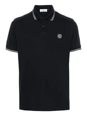 Stone Island Stone Island Organic Cotton Piqué Stretch Polo Shirt Navyblue